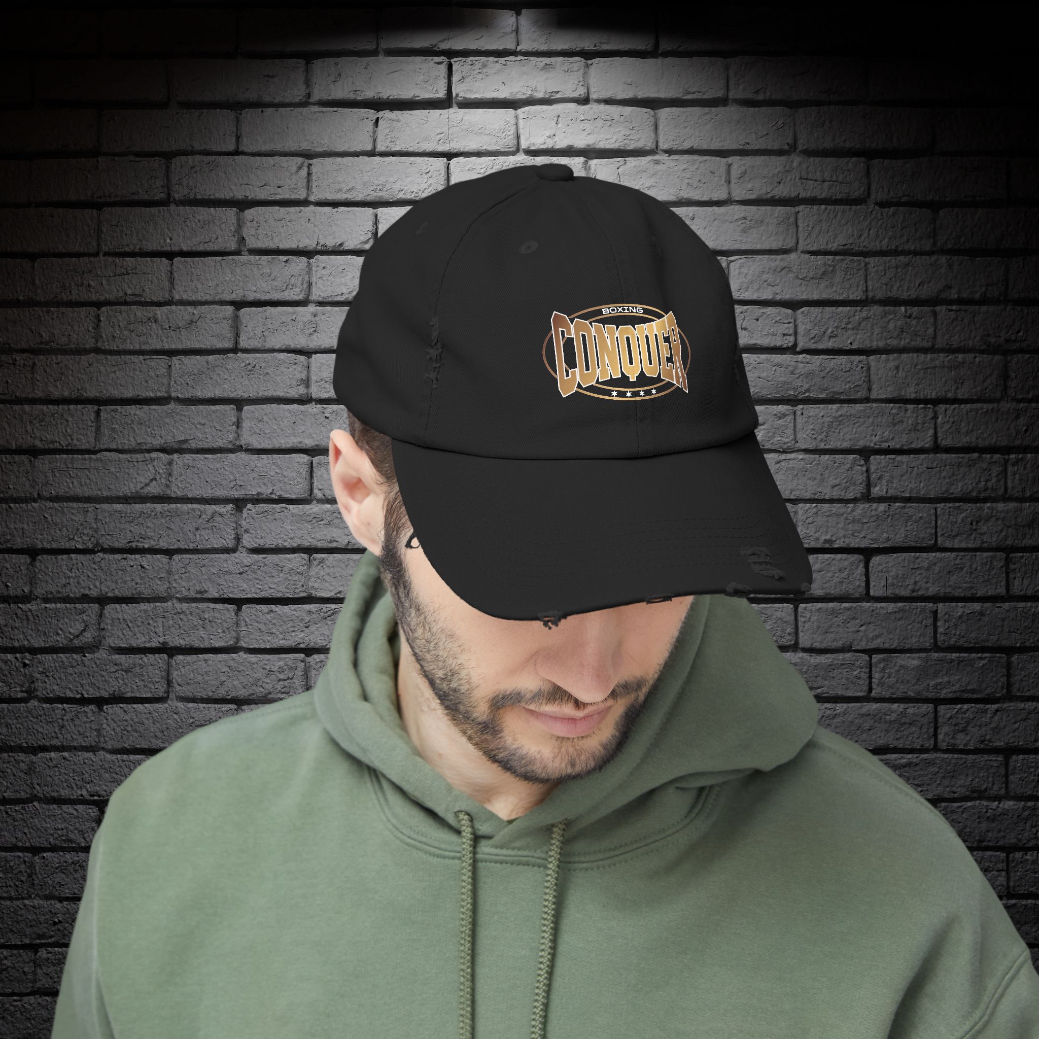 Conquer Boxing Distressed Baseball Hat - CFX Fits